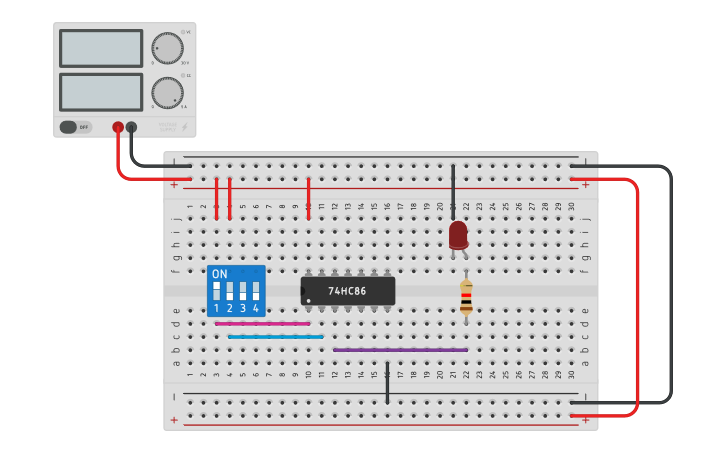 Circuit design Familiarization of logic XOR gate - Tinkercad