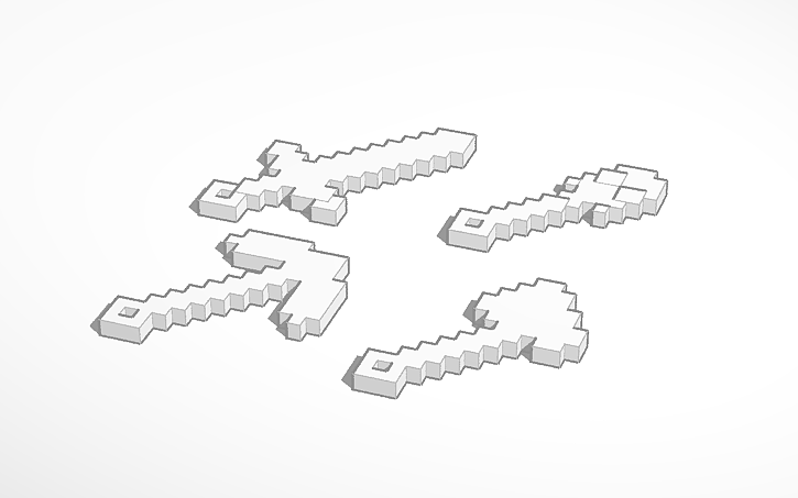 3D design Minecraft Tool keychains - Tinkercad