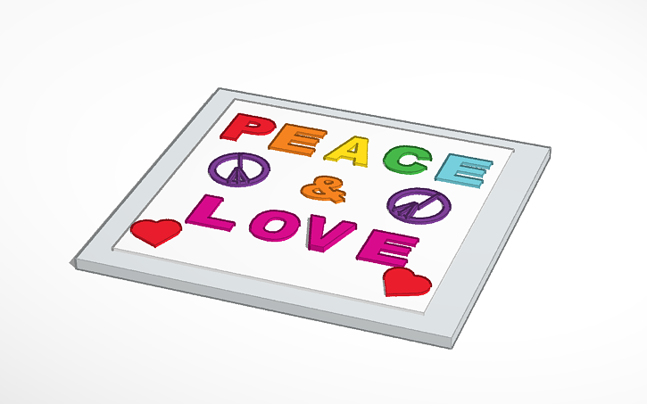 3D design peace and love frame - Tinkercad