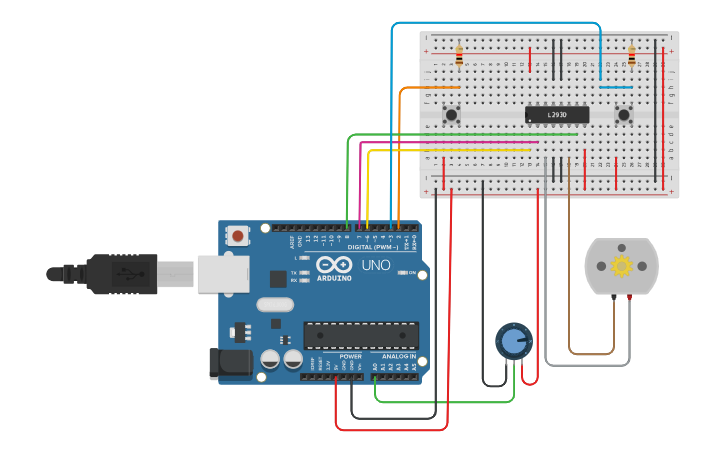 Circuit design Motore Continua - Tinkercad