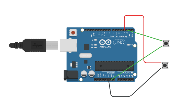 Circuit design Interrupciones en arduino - Tinkercad