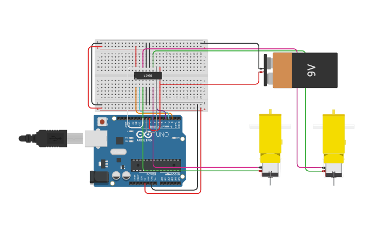 Circuit design Circuito Motores DC | Tinkercad