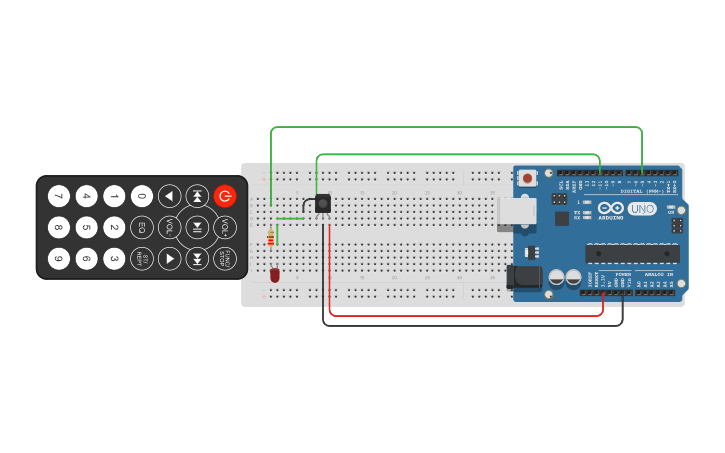 Circuit design LED Control using IR Remote - Tinkercad