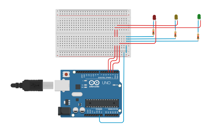 Circuit design semaforo - Tinkercad