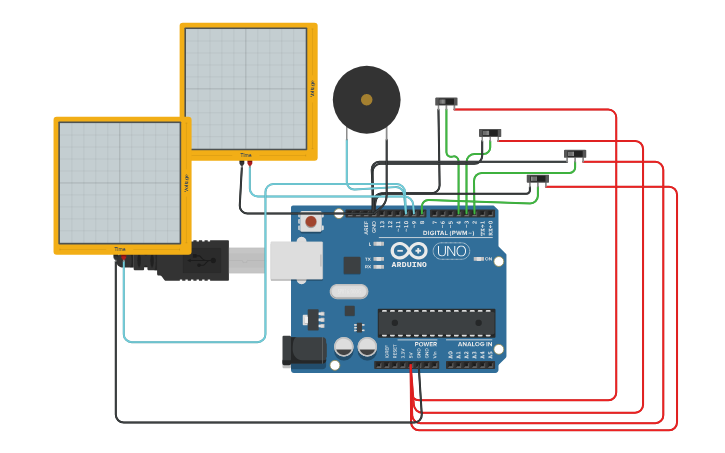 Circuit design Horn sound system - Tinkercad