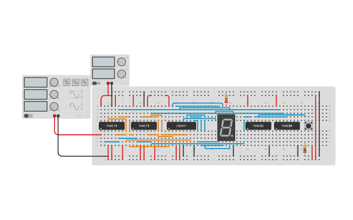 Circuit design Laboratory Task 7 (MOD-10 Ripple Up Counter) - Tinkercad