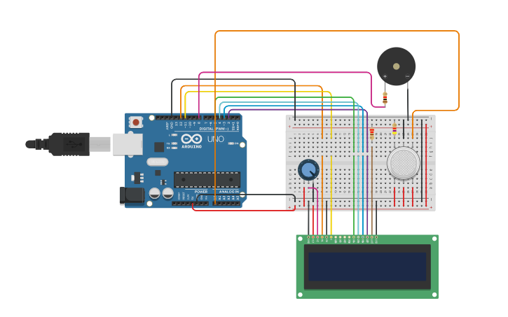Circuit design Air Pollution Monitoring System - Tinkercad