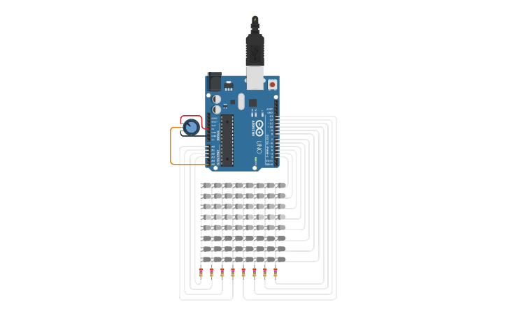 Circuit design SNOW - LED mátrix (8x8) v2.0 | Tinkercad