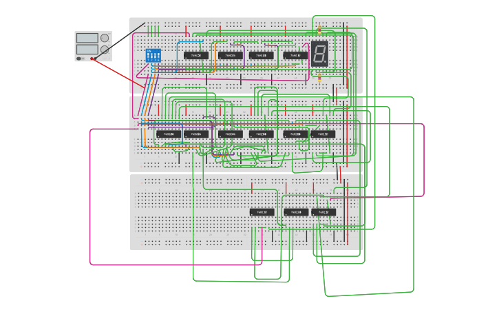 Circuit design 7-Segment Display - Tinkercad