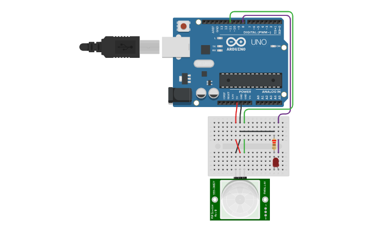 Circuit design Assignment 7 - PIR Sensor - Tinkercad