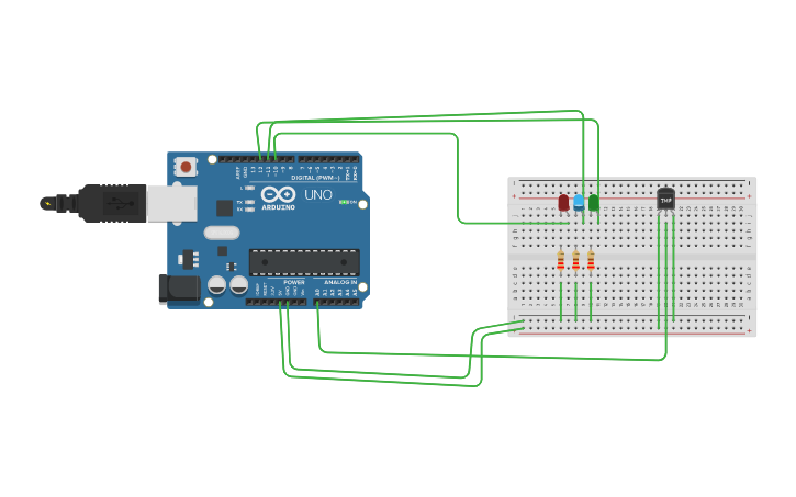 Circuit design TMP36 - Tinkercad