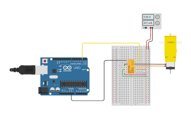 Circuit design B2.3.Relay + motor forward reverse - Tinkercad