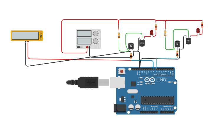 Circuit design Example of LED for Air values - Tinkercad