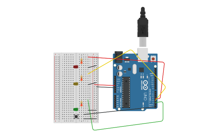 Circuit design Traffic Light | Tinkercad