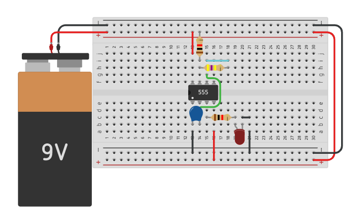 Circuit design NE555 LED Flasher (Myles) - Tinkercad