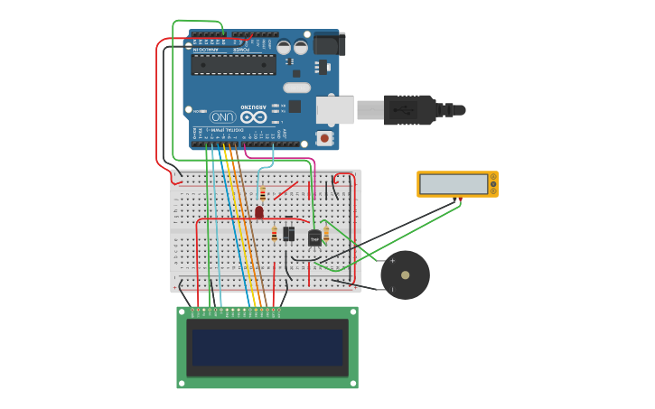 Circuit design SENSOR TEMP LM 35 LCD 16-2 ARDUINO PROT | Tinkercad