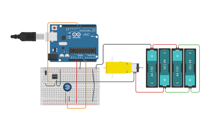 Circuit design Motor CC com arduino | Tinkercad