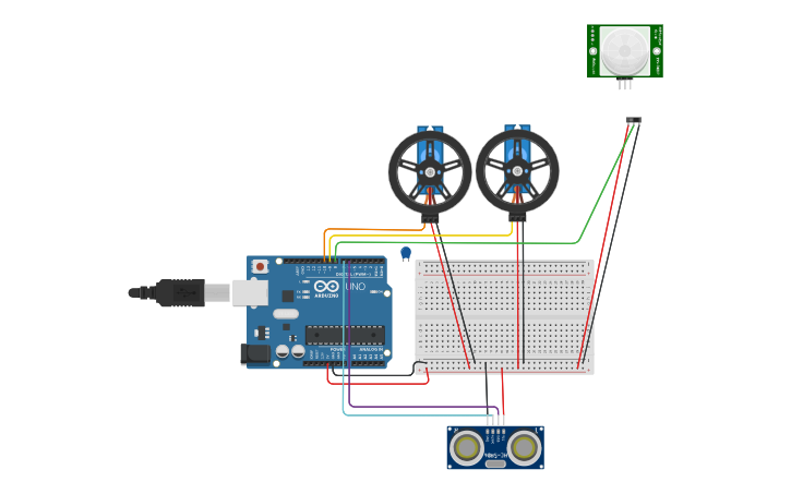 Circuit design Robot sumo Arduino Bloques - Tinkercad
