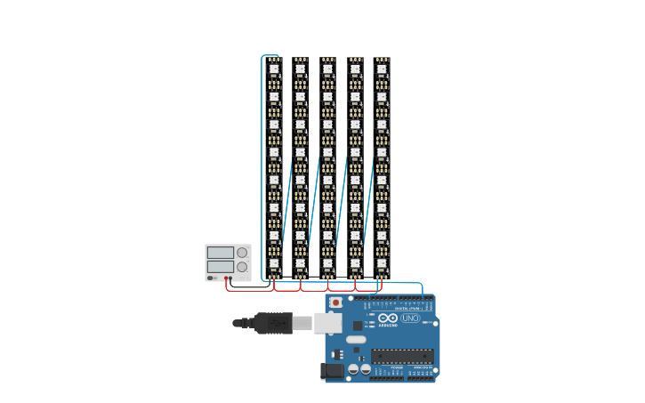 Circuit design Neopixel displej - hotovo - Tinkercad