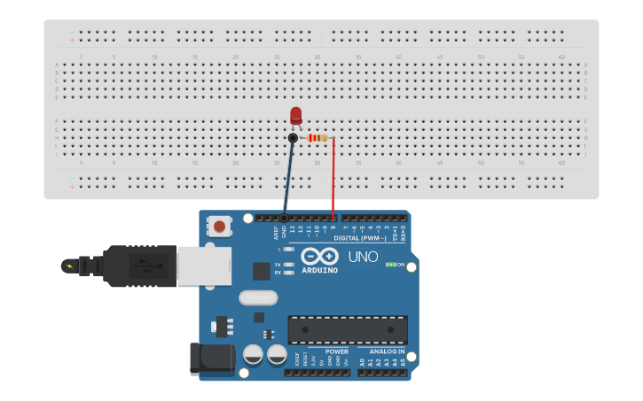 Circuit design parpadeo placa arduino | Tinkercad