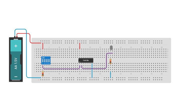 Circuit design hex inverter(not gate) | Tinkercad