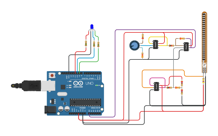 Circuit design Sensor flex - Tinkercad