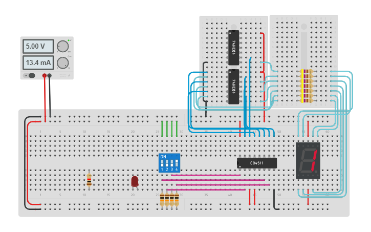 Circuit design 7-Segment Display (Common Anode) - Tinkercad Circuit design 7-Segment Display (Common Anode) - Tinkercad