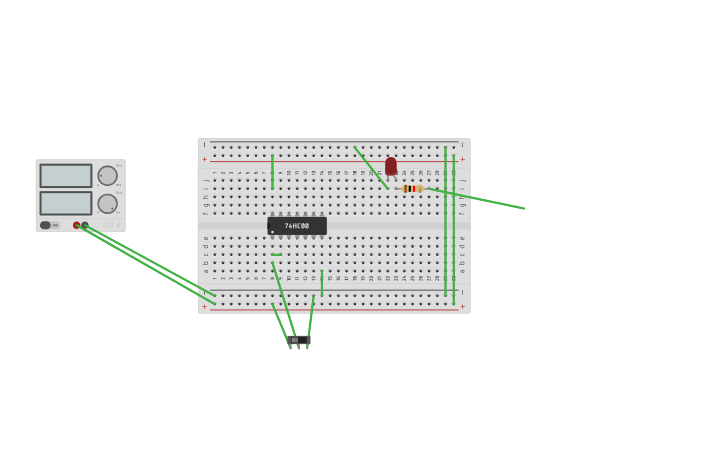 Circuit design not gate by nand - Tinkercad
