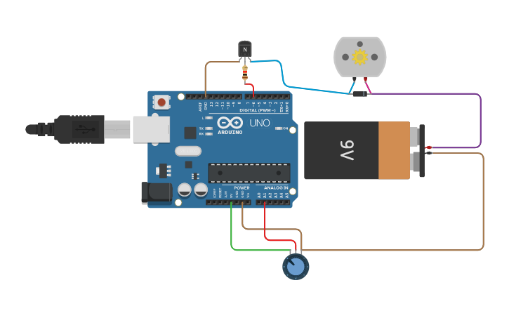 Circuit design DC MOTOR | Tinkercad