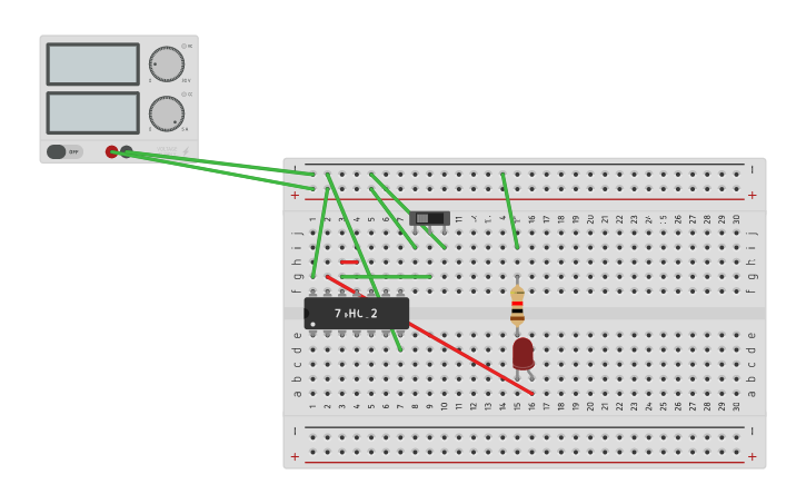 Circuit design NOR AS NOT (7402) | Tinkercad