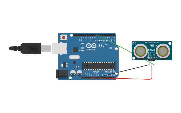 Circuit design Ping Sensor - Tinkercad