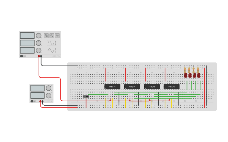 Circuit design RIGHT-SHIFT REGISTER | Tinkercad