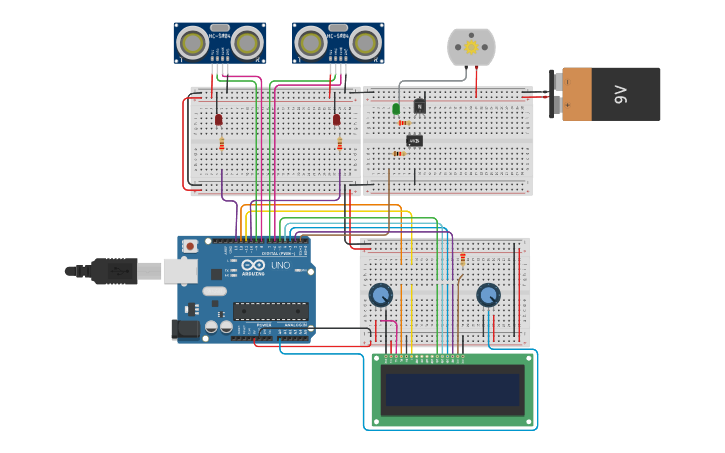 Circuit design CONTADOR DE PERSONAS-PROYECTO - Tinkercad