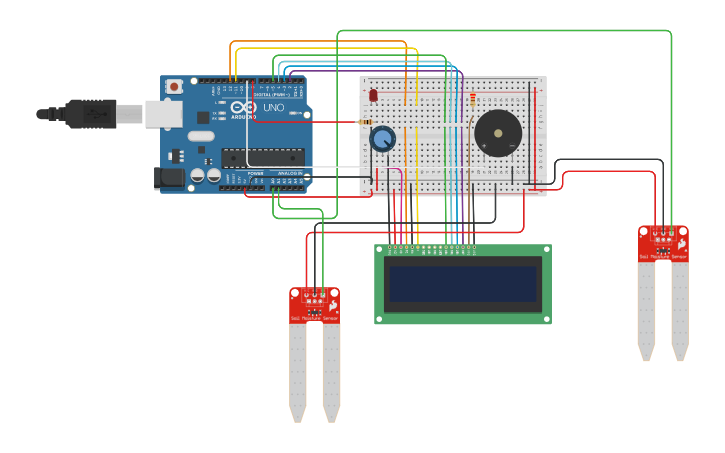 Circuit design Sensor de Umidade - Tinkercad Circuit design Sensor de Umidade - Tinkercad