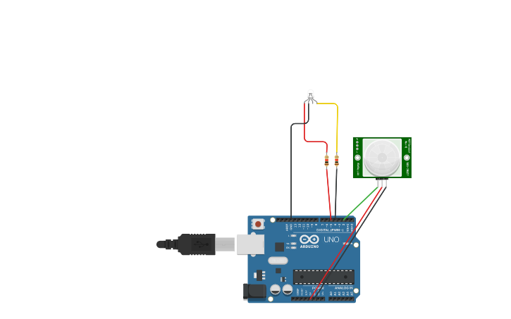 Circuit design Sensor PIR | Tinkercad