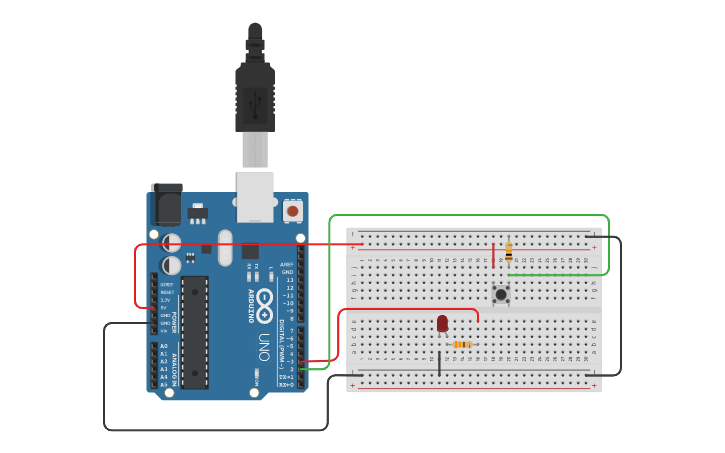 Circuit design Practica 2 - Entradas y Salidas digitales con pulsador y ...