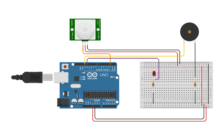 Circuit design Motion Sensor | Tinkercad