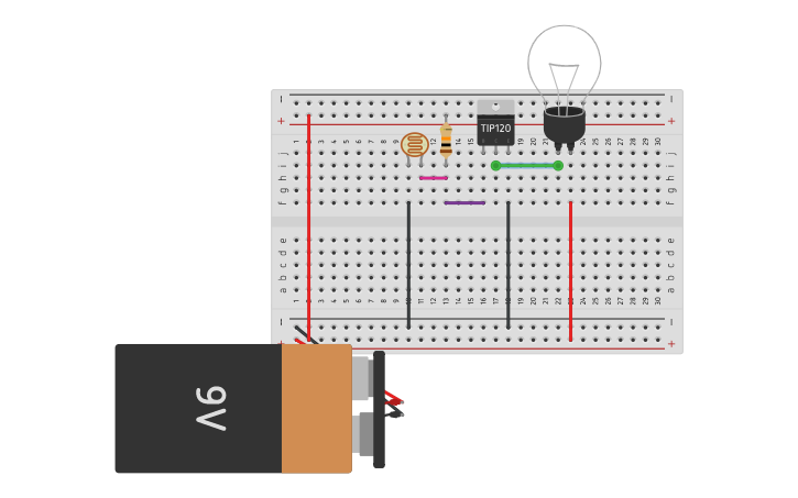 Circuit design Sensor oscuridad - Tinkercad