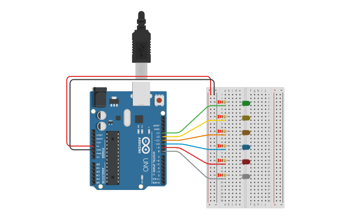Circuit design LED Light Show - Tinkercad