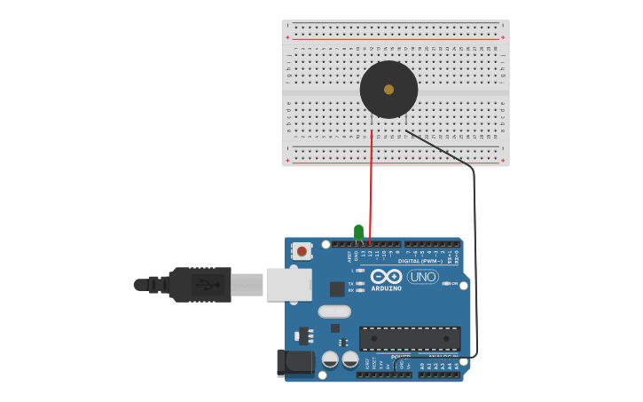 Circuit Design Código Morse Buzzerled Tinkercad 