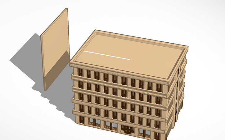 3D design Modernist Office Building (50s-60s) HO SCALE 1:87 - Tinkercad