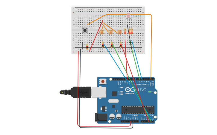 Circuit design LDR controlled RGB LED | Tinkercad Circuit design LDR controlled RGB LED | Tinkercad