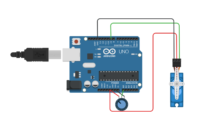 Circuit Design Control Servo With Potentiometer Tinkercad
