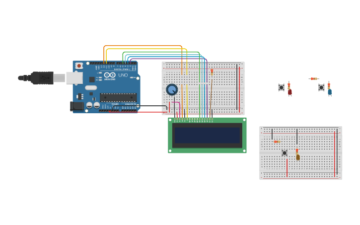 Circuit design Evaluacion final ( C.Maquilon) ( examen Curso de arduino) - Tinkercad