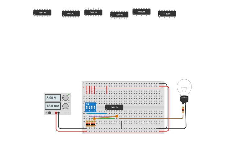 Circuit design Compuerta NAND 7400 | Tinkercad