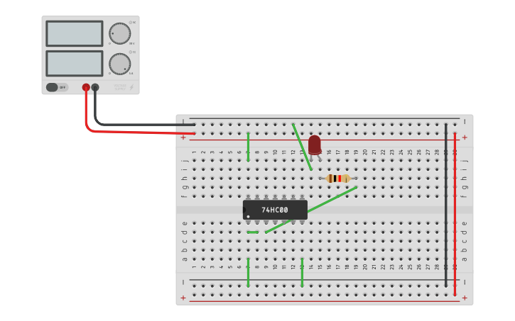 Circuit design NOT Gate using NAND Gate | Tinkercad
