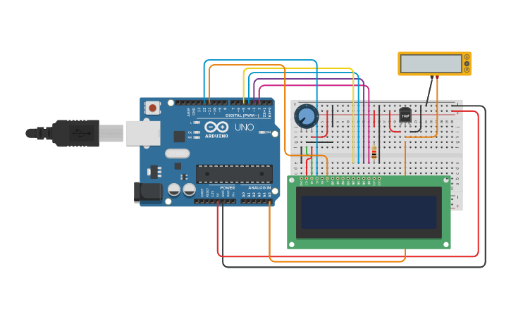 Circuit Design Pembacaan Sensor Lm35 Dengan Adc Tinkercad