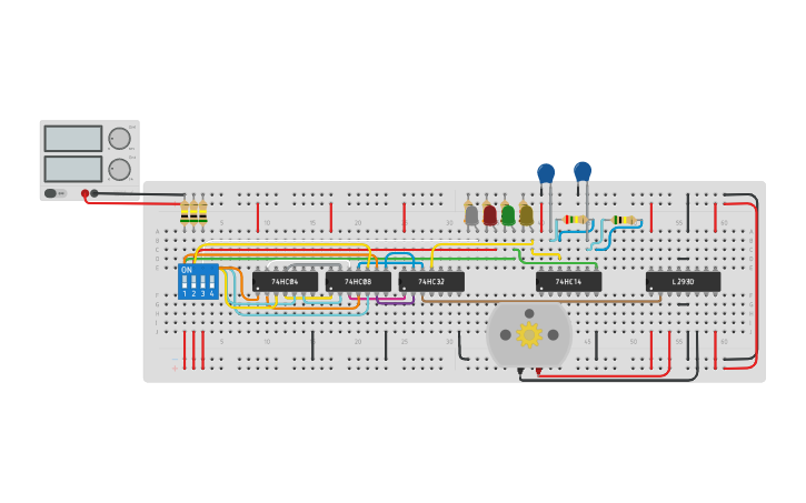 Circuit design Circuitos digitales con Schmitt | Tinkercad
