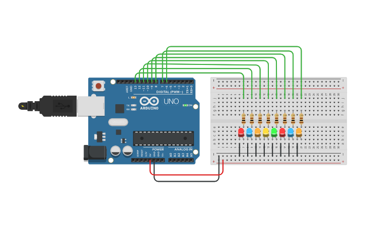 Circuit design Arduino Light Show - Tinkercad