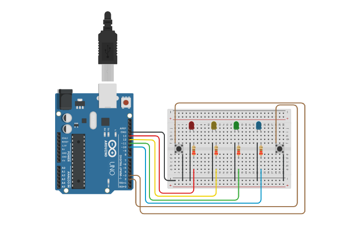Circuit design INPUT DIGITAL DAN OUTPUT DIGITAL - Tinkercad